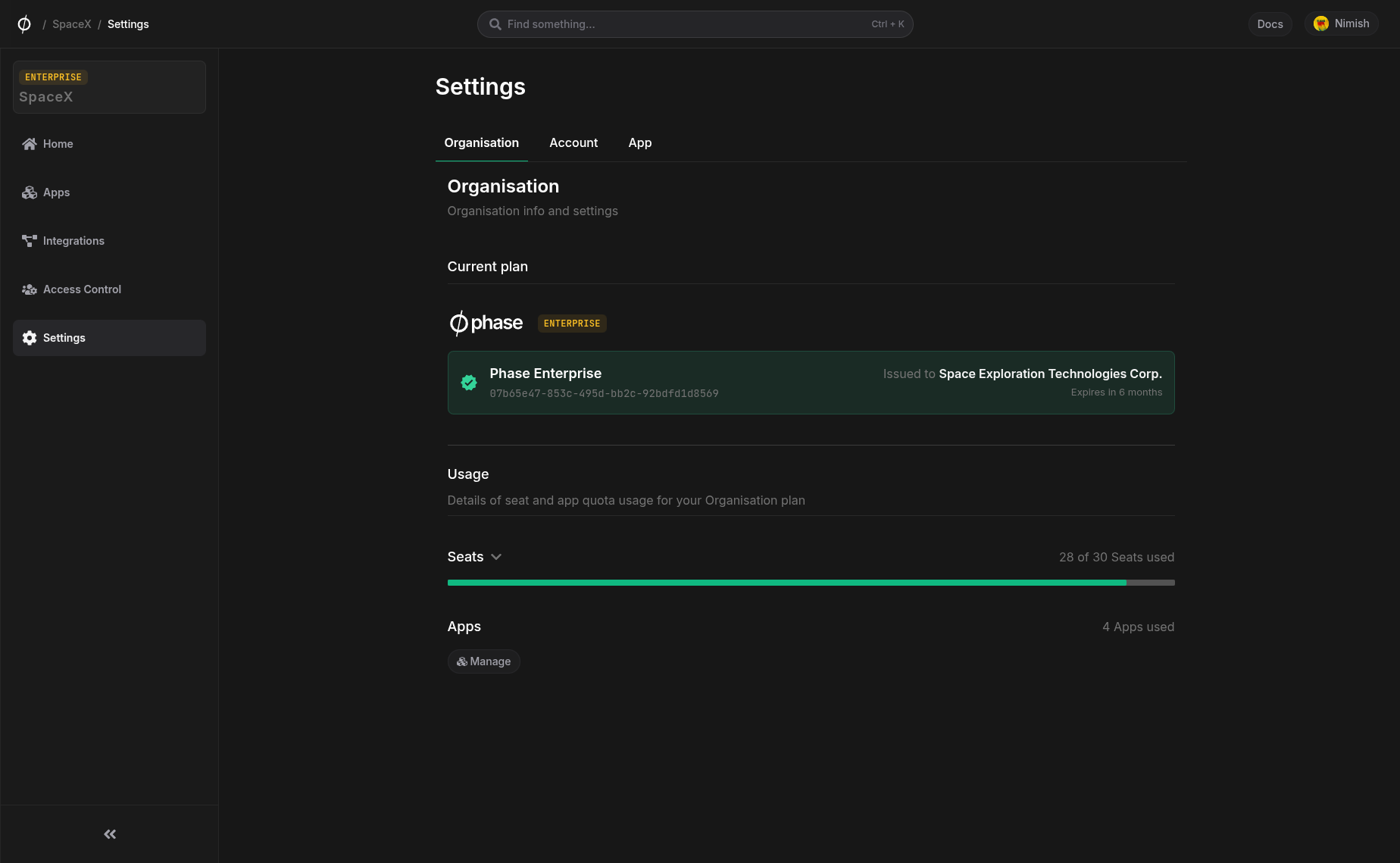 Organisations - Phase Docs